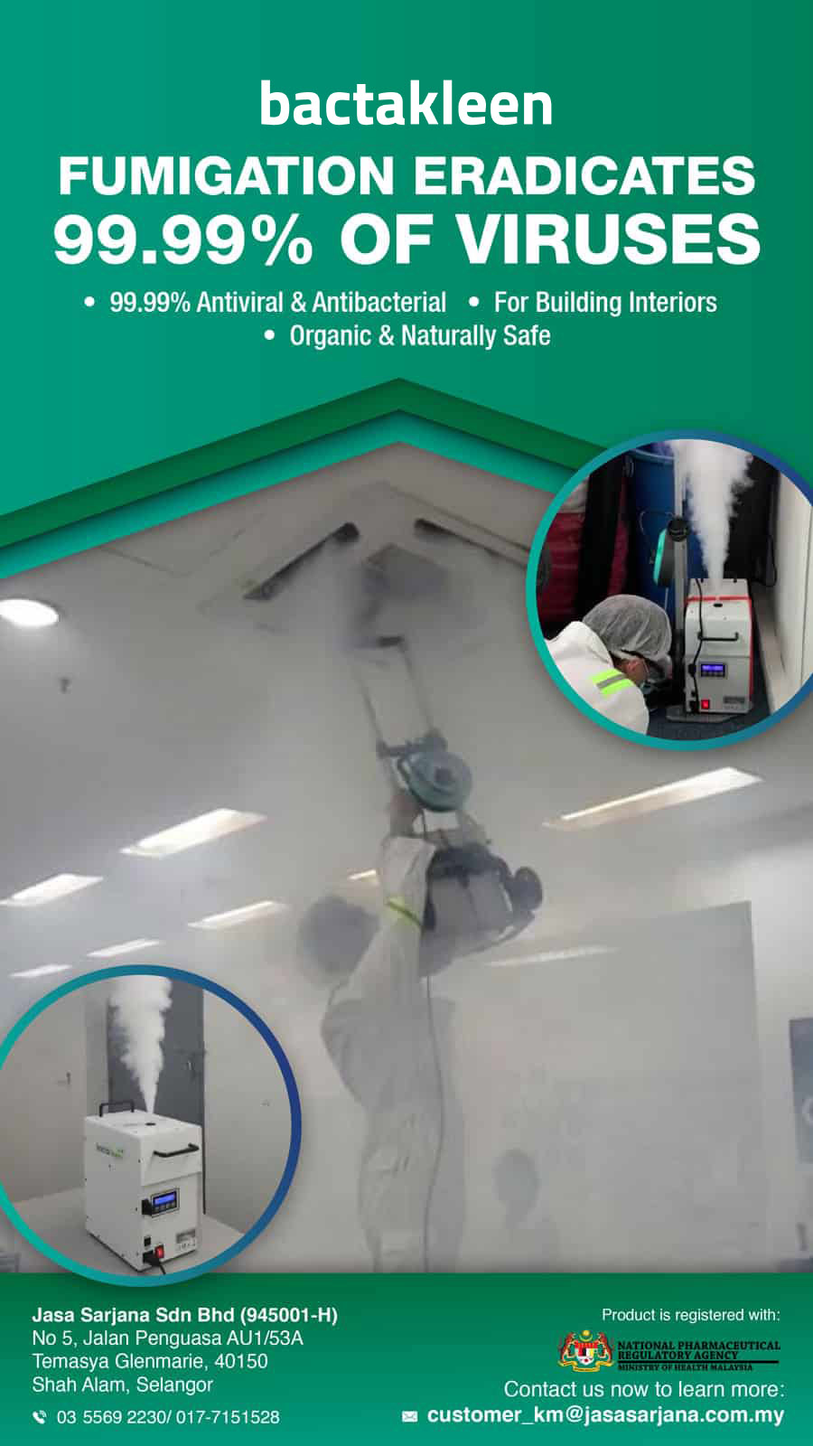 Bactakleen All-Natural, All-Safe Antimicrobial Fumigation - ICE-μ